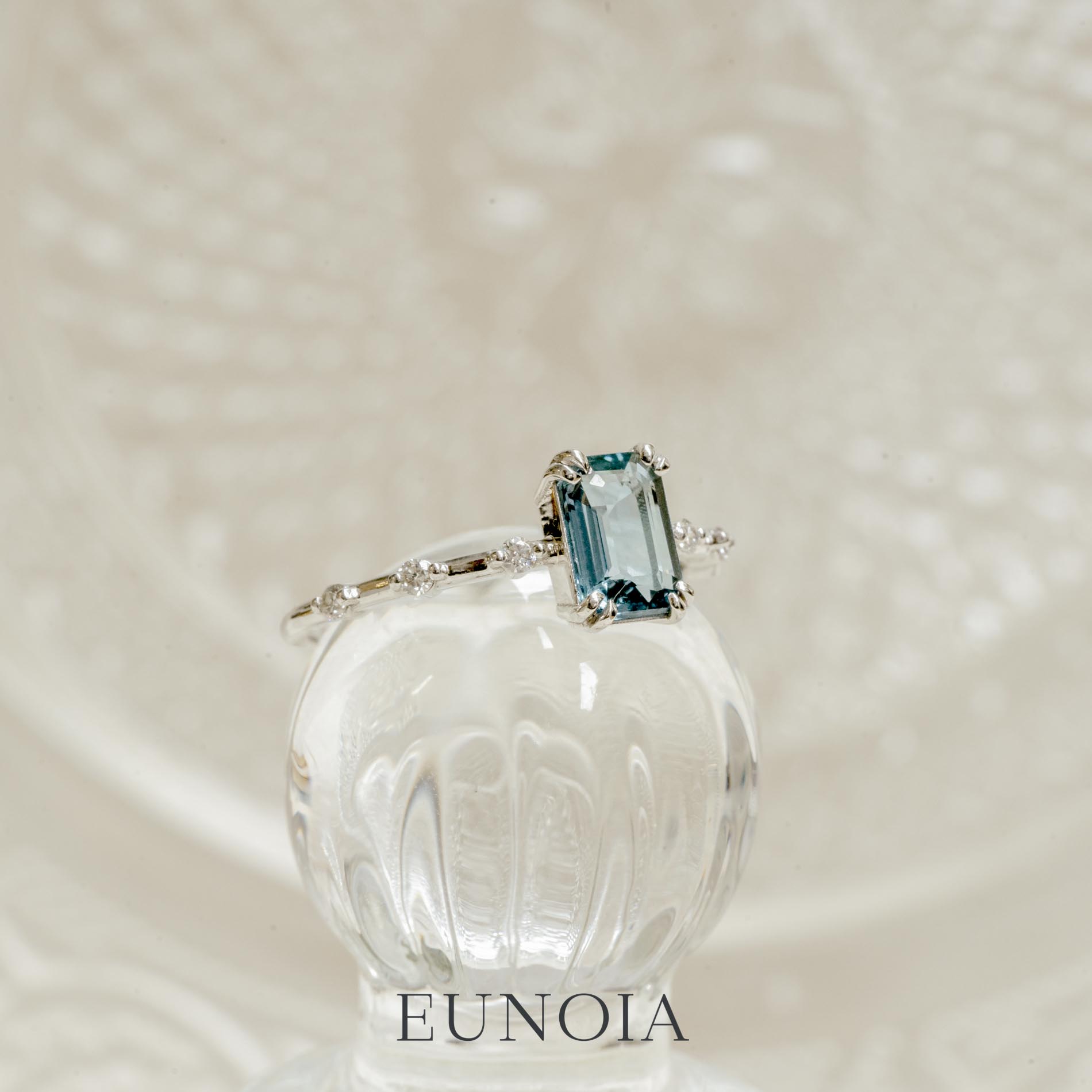 Diamond Rectangular Gemstone Ring - Eunoia Fine Jewelry