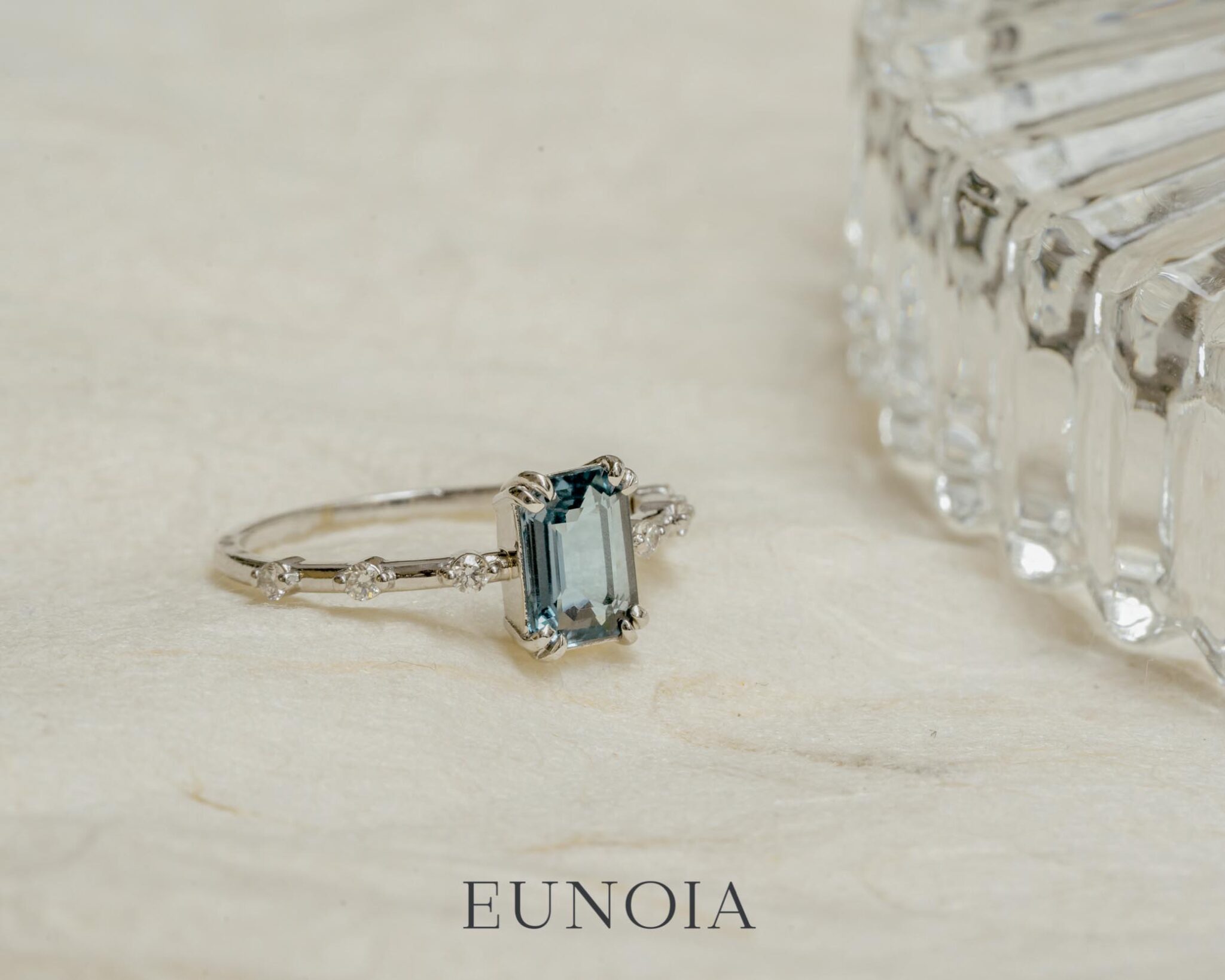 Diamond Rectangular Gemstone Ring - Eunoia Fine Jewelry