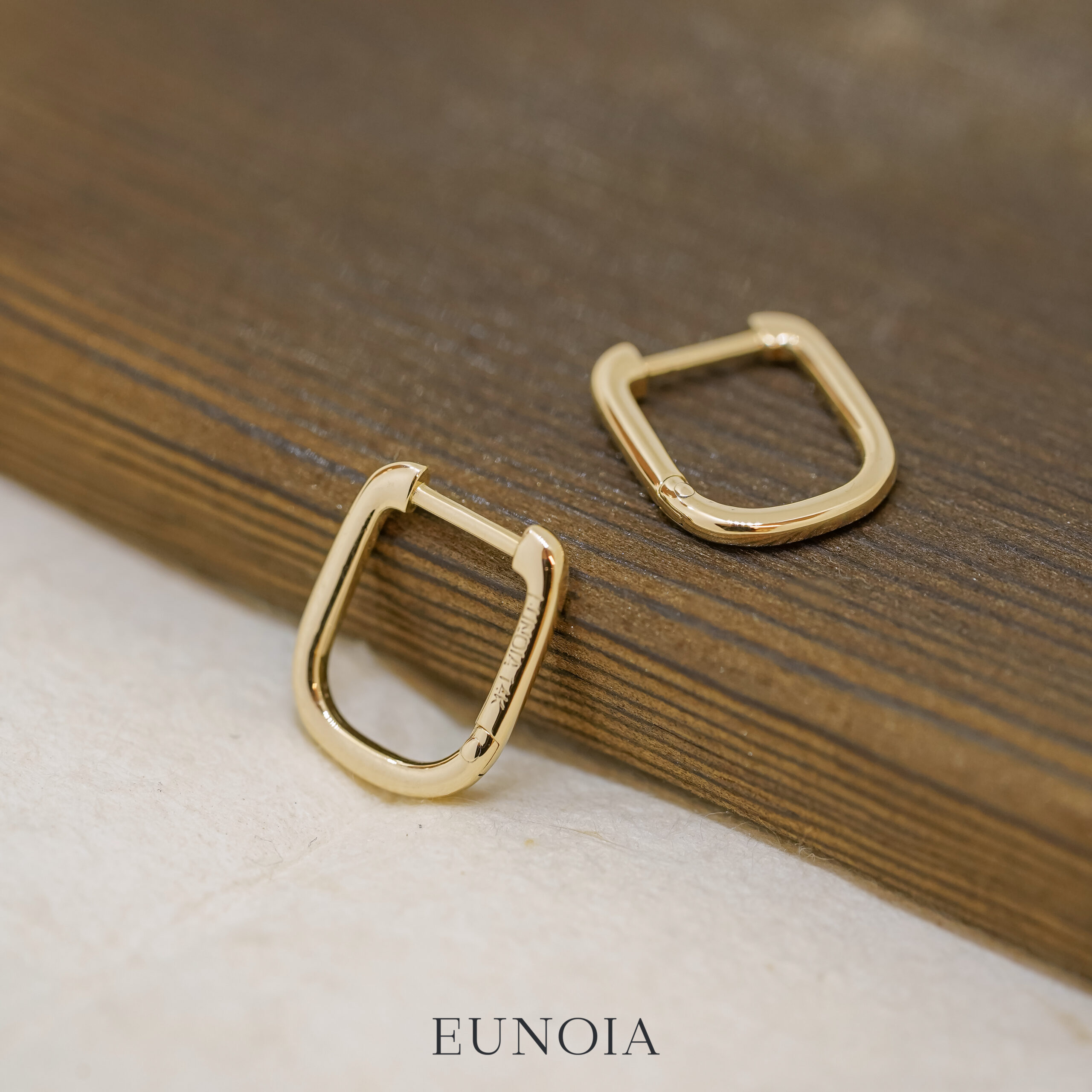 Small Rounded Rectangle Hoops - Eunoia Fine Jewelry