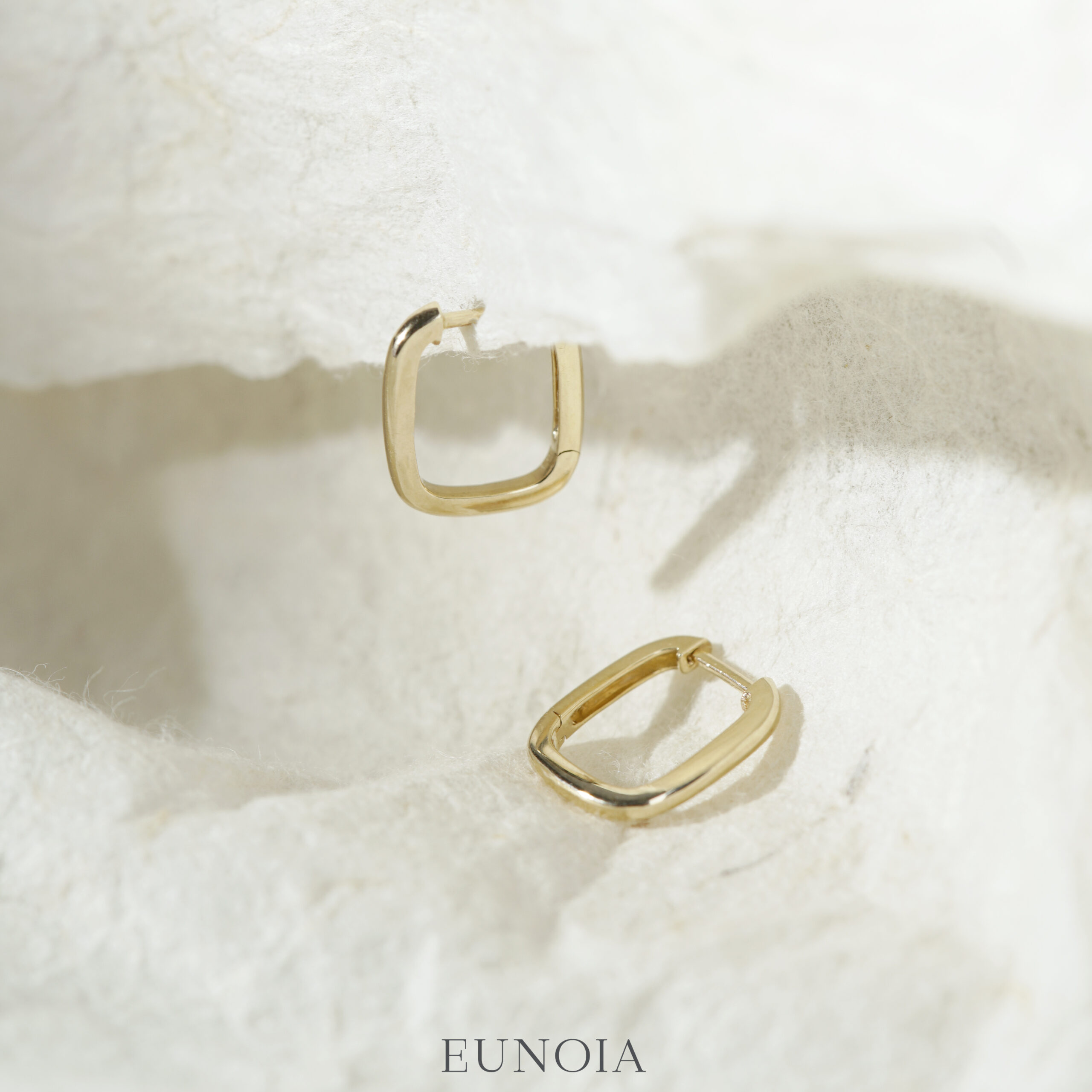 Small Rounded Rectangle Hoops - Eunoia Fine Jewelry