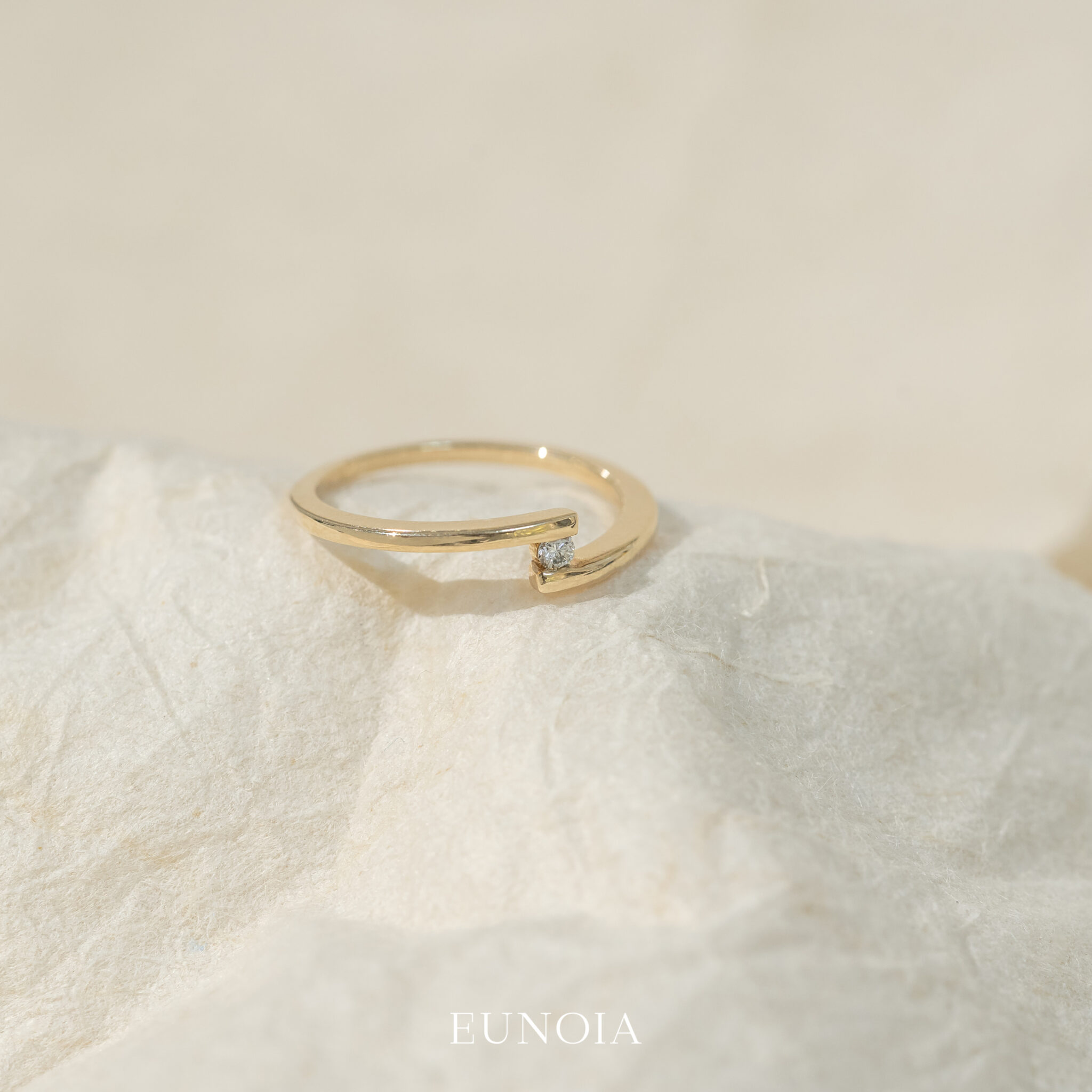 Crossed Diamond Ring - Eunoia Fine Jewelry