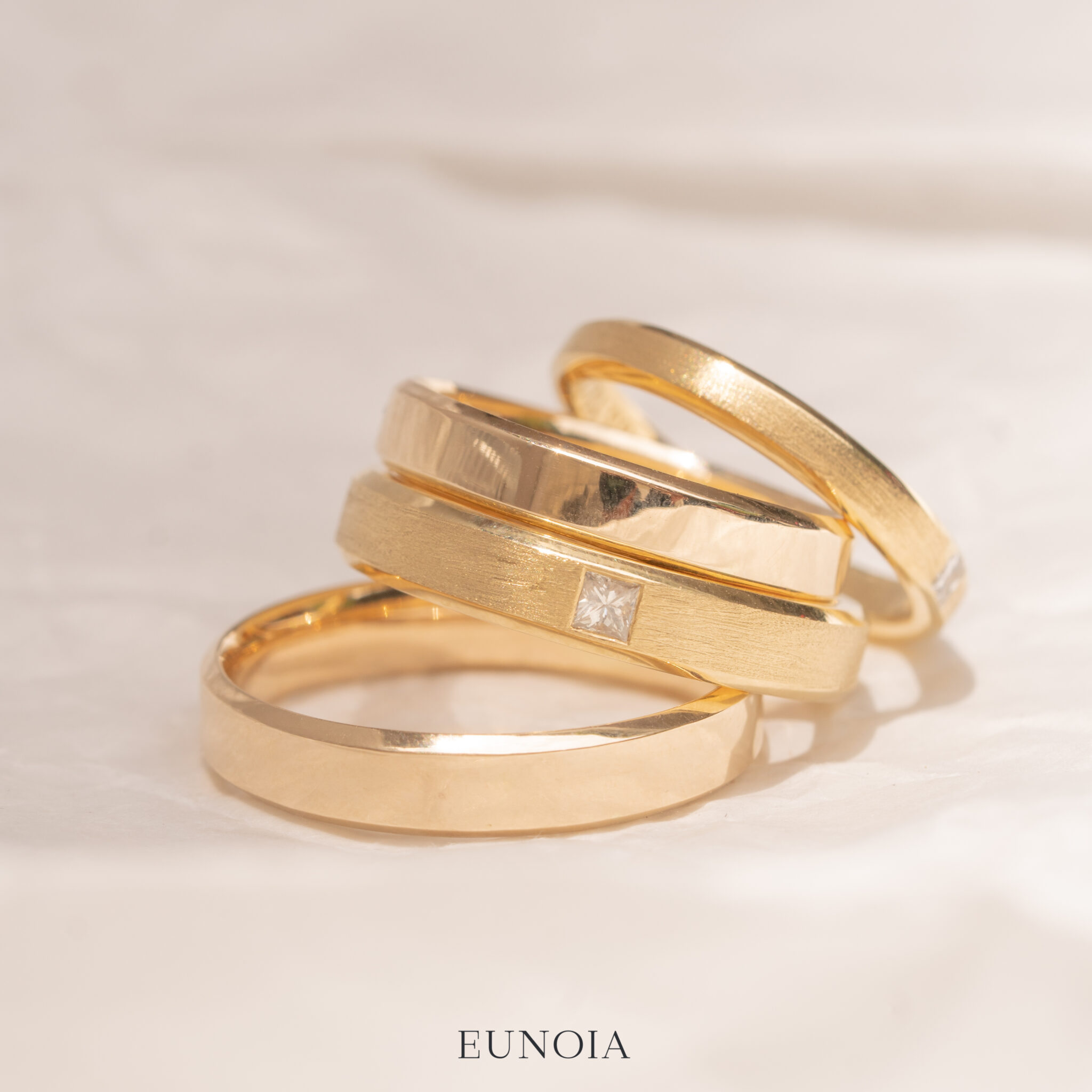 Bevelled Edge Diamond Wedding Rings - Eunoia Fine Jewelry