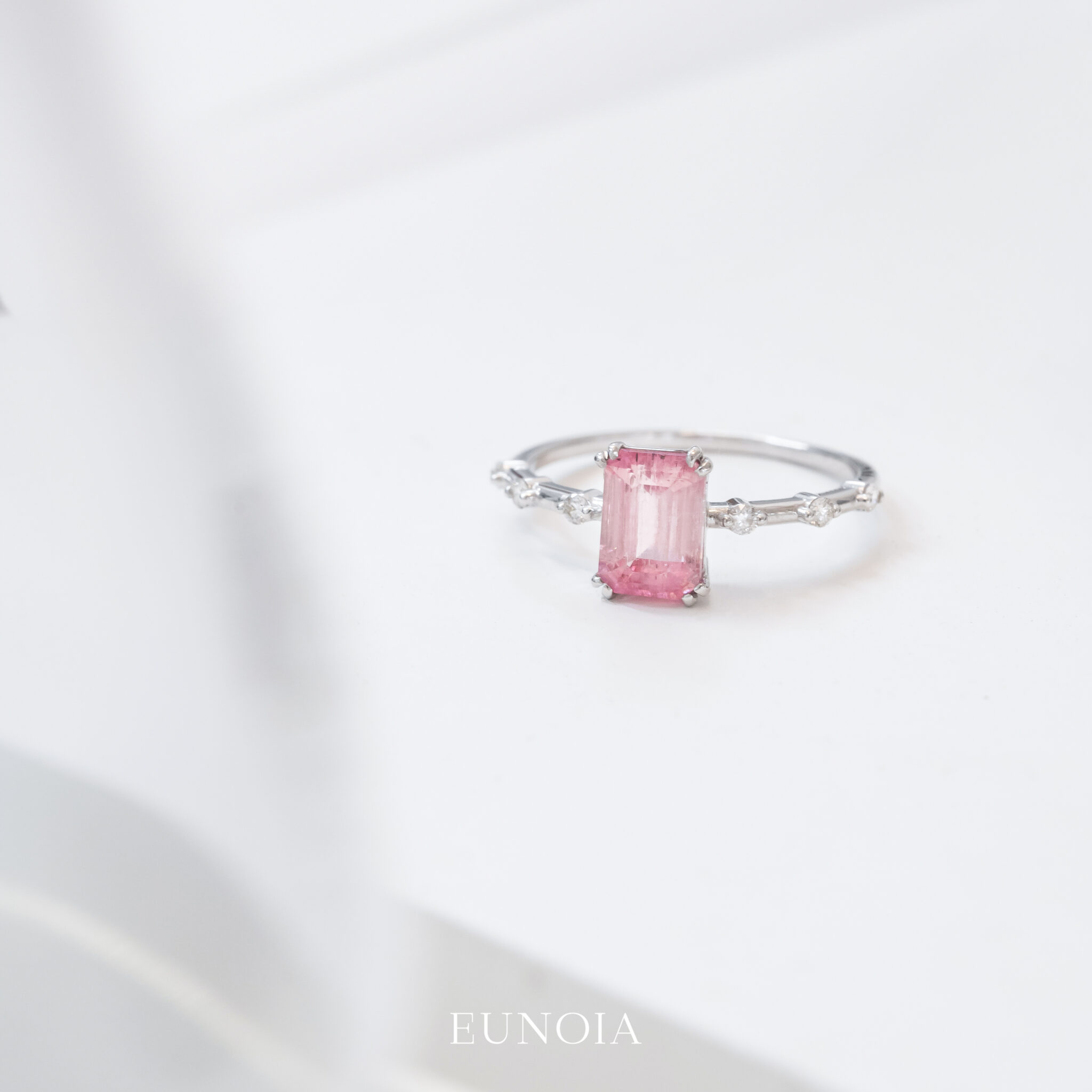 Diamond Rectangular Gemstone Ring - Eunoia Fine Jewelry