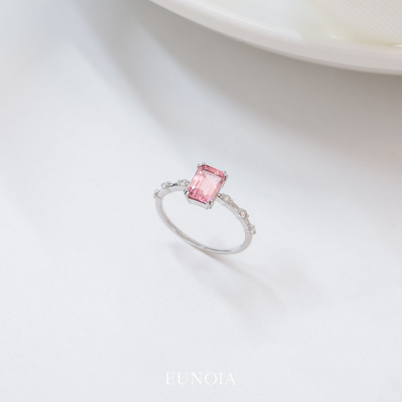 Diamond Rectangular Gemstone Ring - Eunoia Fine Jewelry